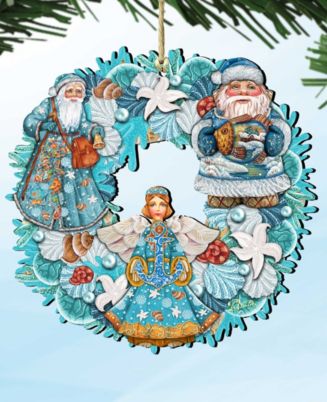 Designocracy Christmas Coastal Guardian Angel Wreath Holiday Ornaments ...