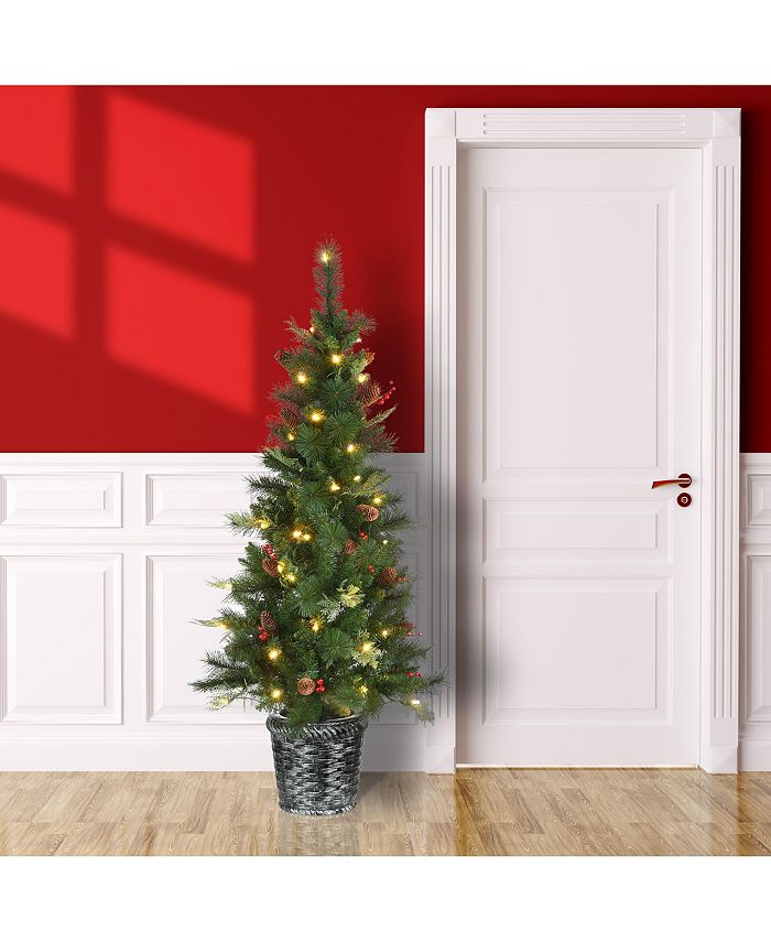 National Tree Company 5' Buzzard Pine Entrance Tree with LED Lights ...