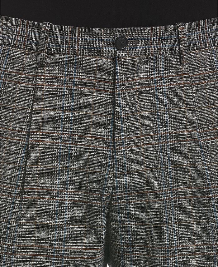 Perry Ellis Men's Slim-Fit Non-Iron Pleated Taper Crop Pants - Macy's