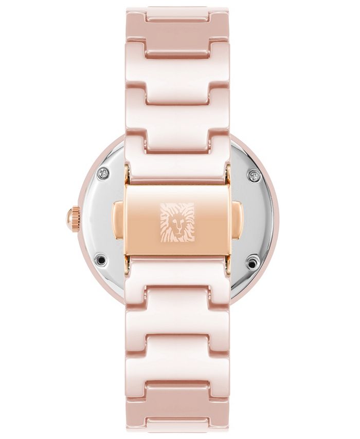 Anne Klein Women's Three-Hand Quartz Pink Ceramic Bracelet Watch, 24 ...