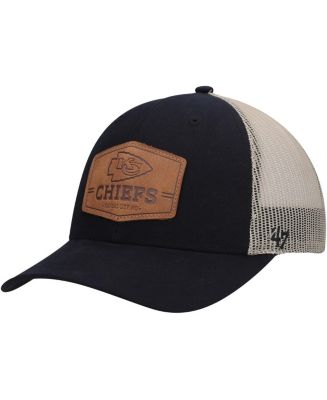 Men's '47 Black, Natural Kansas City Chiefs Rawhide Trucker Adjustable ...
