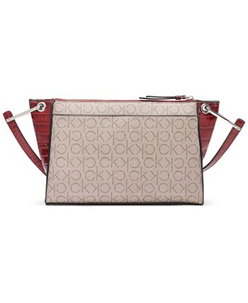 Calvin Klein Garnet Signature Top Zipper Crossbody Bag & Reviews ...