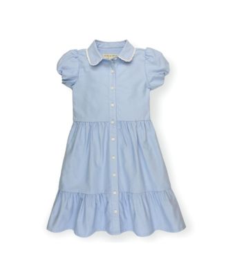 Hope & Henry Toddler Girls Organic Cotton Short Sleeve Tiered Oxford ...