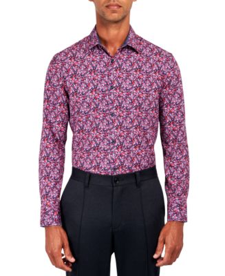 Men's Slim Fit Floral Print Performance Stretch Cooling Comfort Dress ...