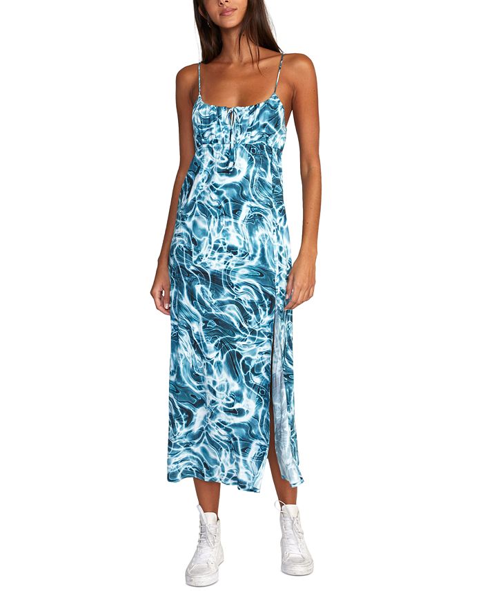 RVCA Juniors' Fluidity Wavy-Print Spaghetti-Strap Slip Dress - Macy's