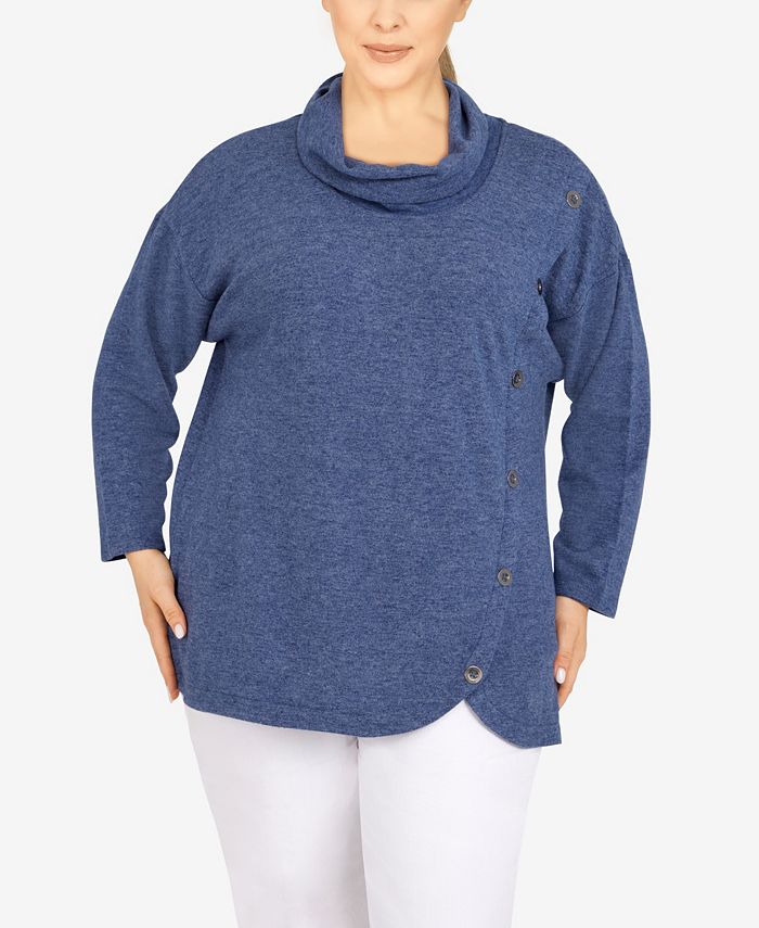 Ruby Rd. Plus Size Cozy Button Overlay Top - Macy's
