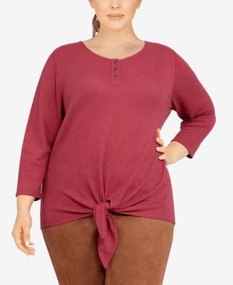 HEARTS OF PALM Plus Size Spice is Nice Solid Waffle Knit Top - Macy's