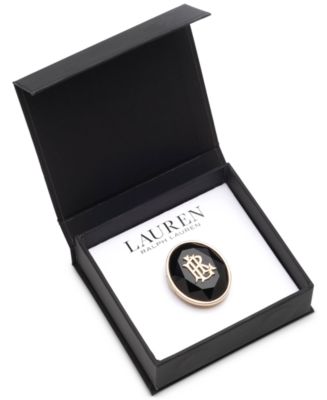 Lauren Ralph Lauren Gold-Tone Logo Color Oval Stone Pin - Macy's