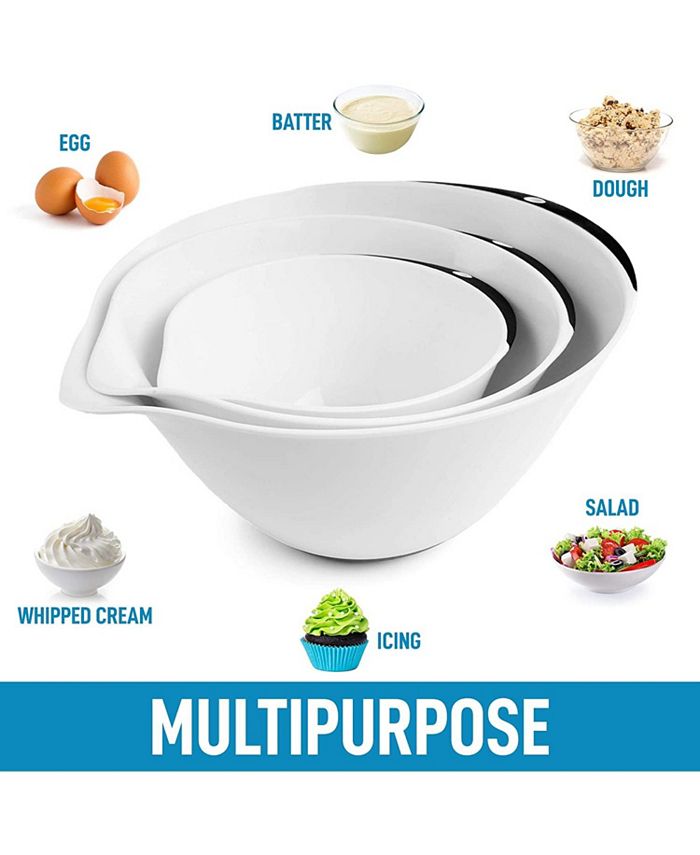 Zulay Kitchen 3-Pc Plastic Mixing Bowl Set - Macy's