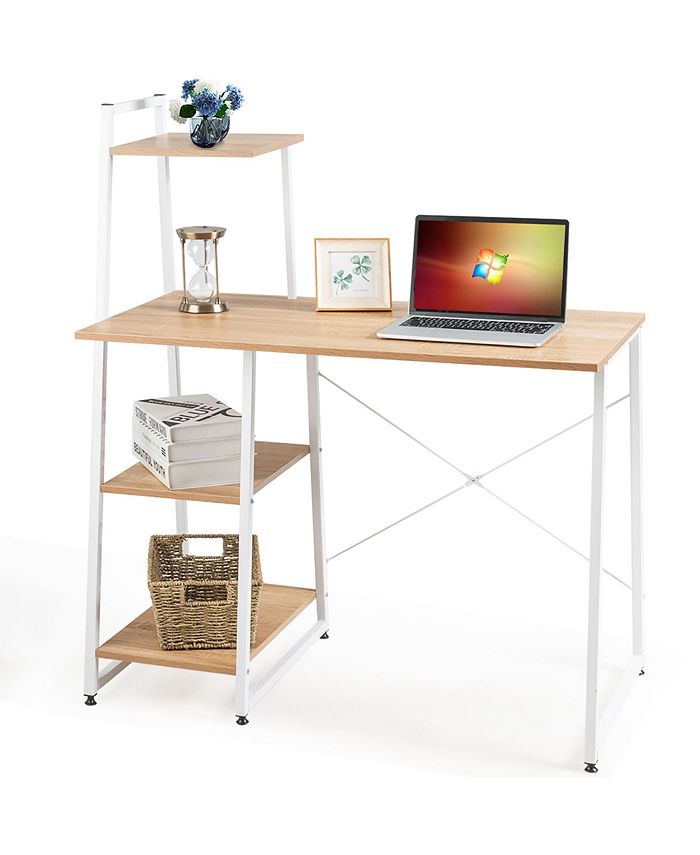 Costway Computer Desk with Shelves Study Writing Desk Workstation - Macy's