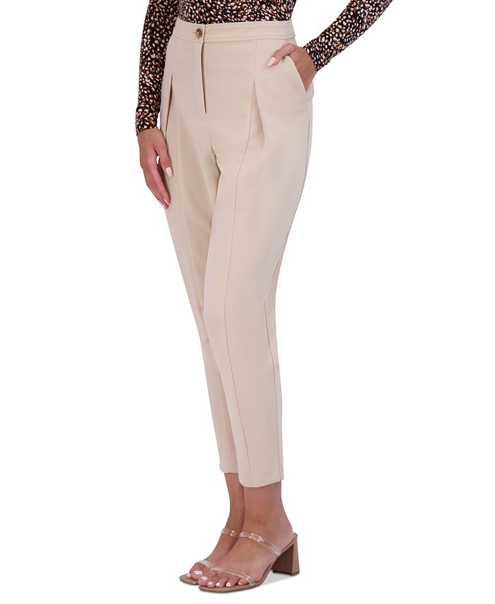 BCBGeneration Women's High-Rise Pleated Straight-Leg Ankle Pants ...
