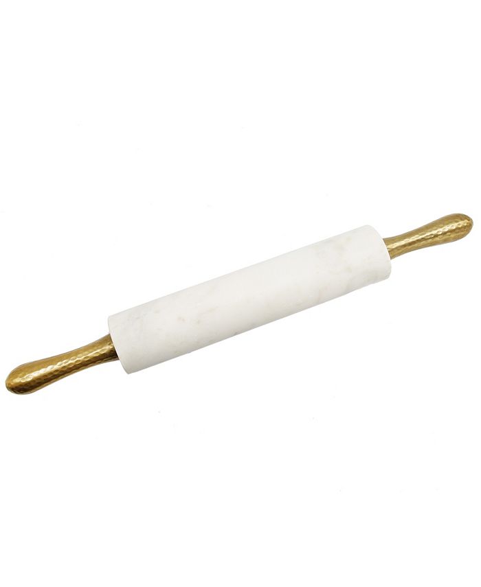 Classic Touch Marble Rolling Pin Hammered Handles and Base Set, 2 Piece ...