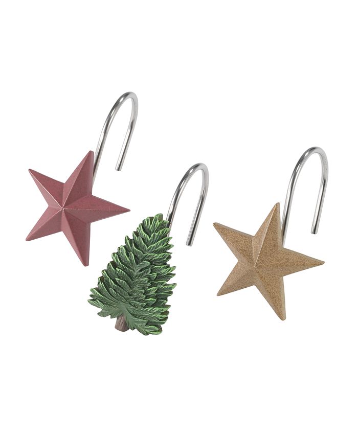 Avanti Evergreen Tree & Stars Holiday 12-Pc. Shower Curtain Hooks - Macy's