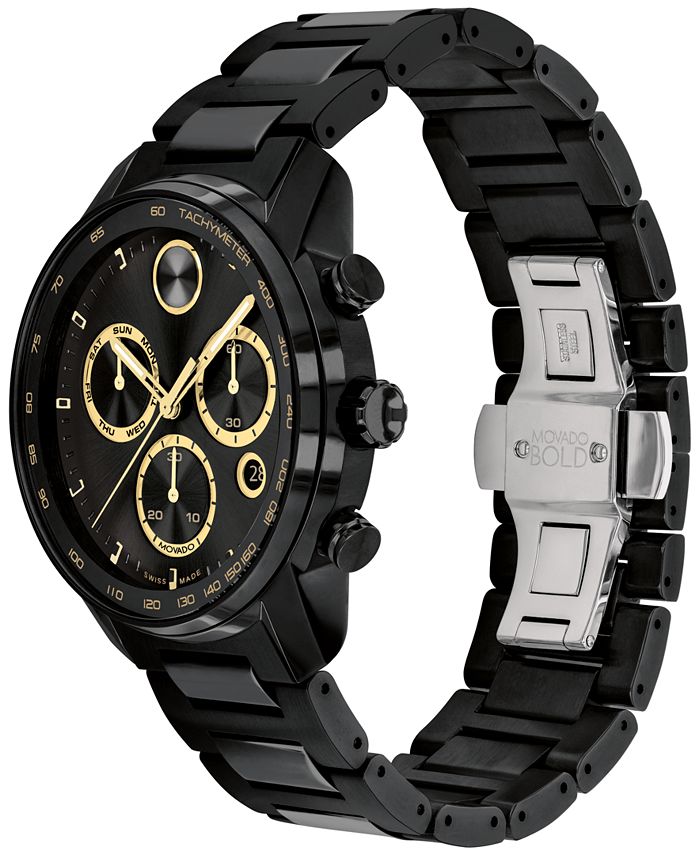 Movado Men's Bold Verso Swiss Quartz Chronograph Ionic Plated Black ...
