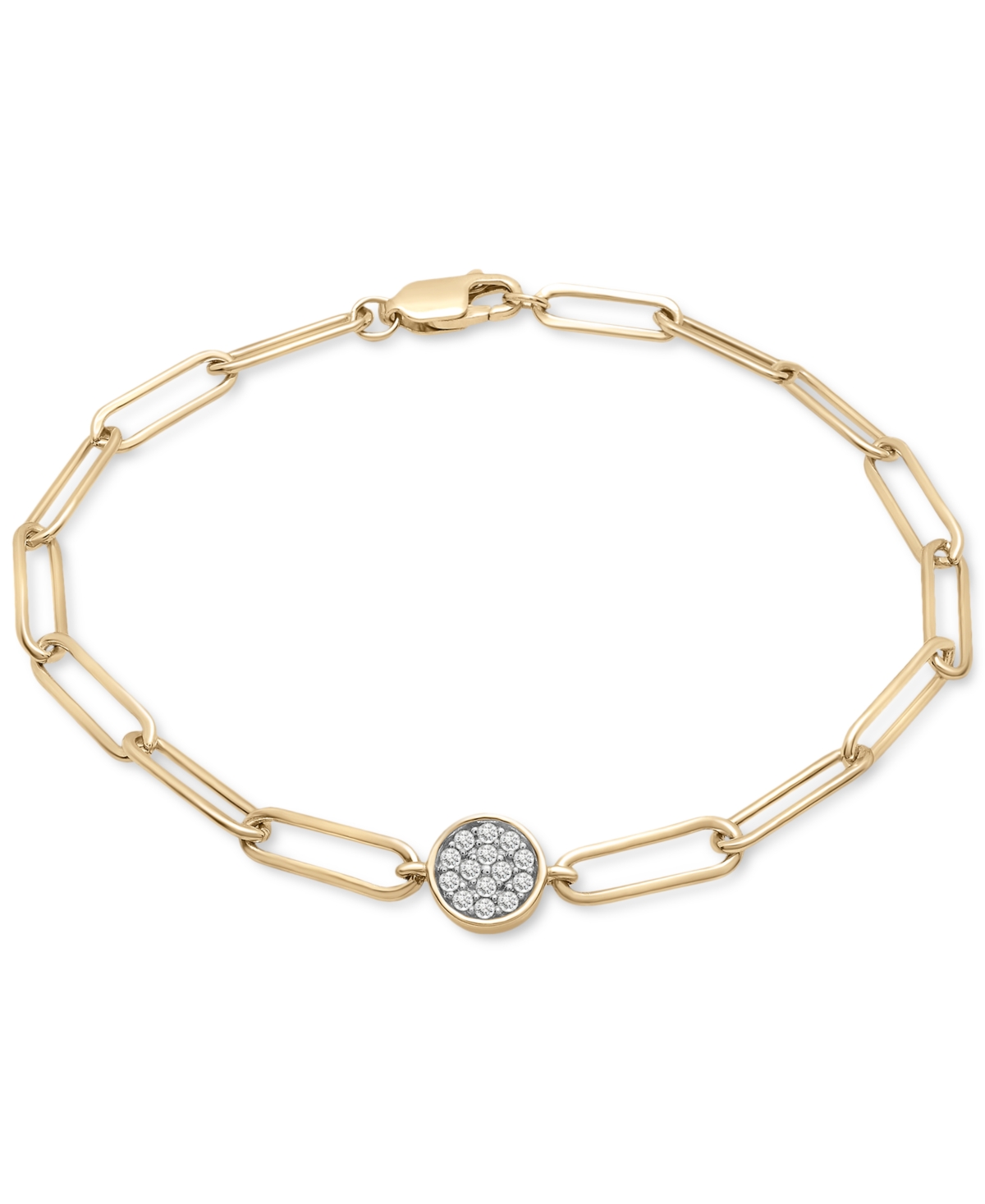 Click here for Diamond Circle Cluster Paperclip Link Bracelet (1/... prices