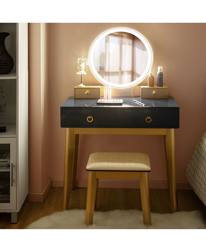 Costway Makeup Vanity Table 3 Color Lighting Modes Jewelry Dressing ...