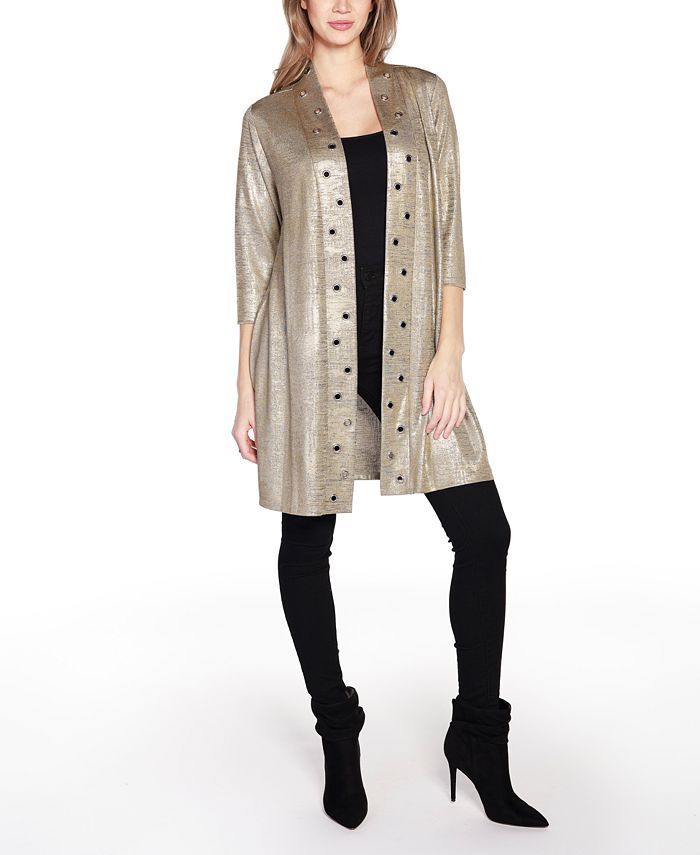 Belldini Women's Foil Embellished Open-Front Cardigan - Macy's