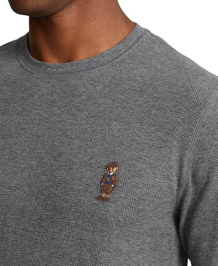 Polo Ralph Lauren Men's Waffle-Knit Tweed Polo Bear Thermal - Macy's