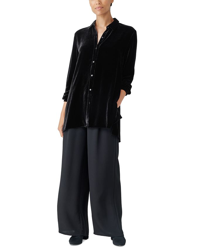 Eileen Fisher Women's Silk & Velvet Button-Up Shirt - Macy's