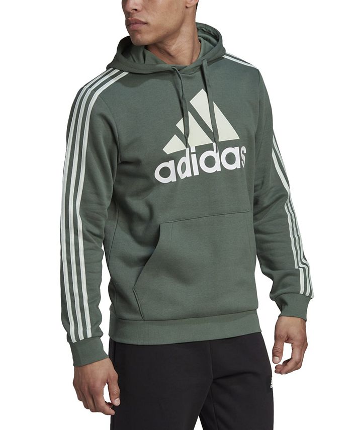 adidas Men's Essentials 3-Stripes Regular-Fit Logo-Print Fleece Hoodie ...
