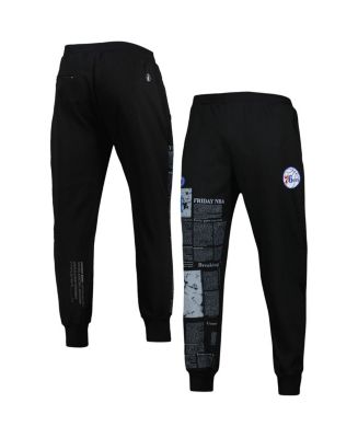 Men's Black Philadelphia 76ers Newspaper Print Jogger Pants - Macy's