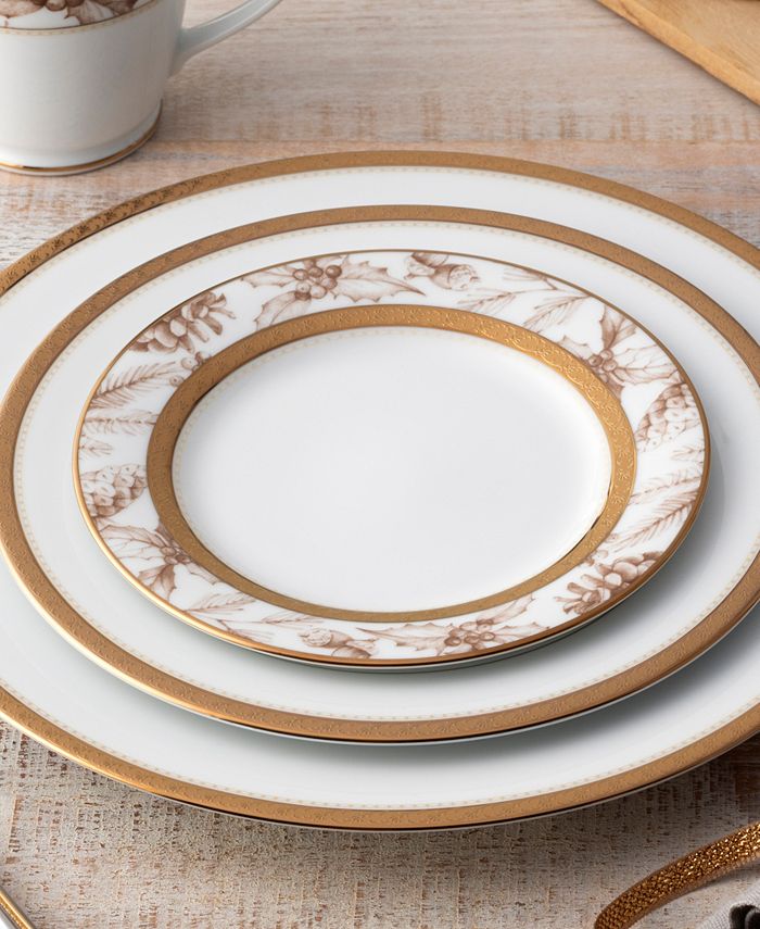Noritake Charlotta Gold Set of 4 Holiday Harvest Appetizer Plates, 6-1/ ...
