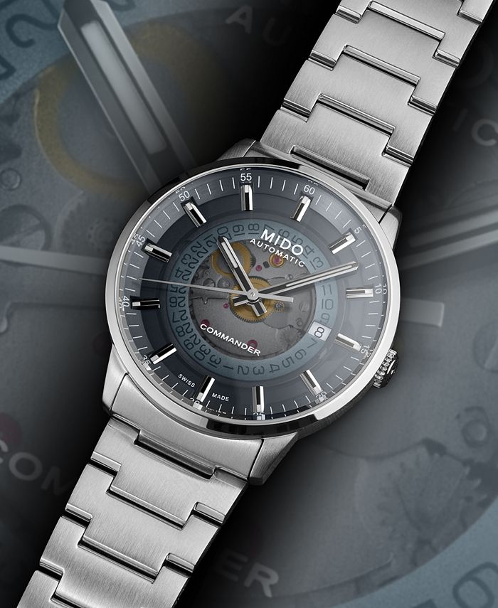 Mido Men's Swiss Automatic Commander Stainless Steel Bracelet Watch ...