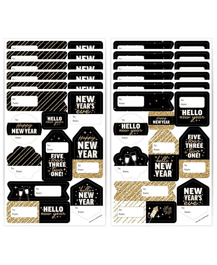 Big Dot of Happiness Hello New Year - NYE Party Gift Tag Labels - To ...