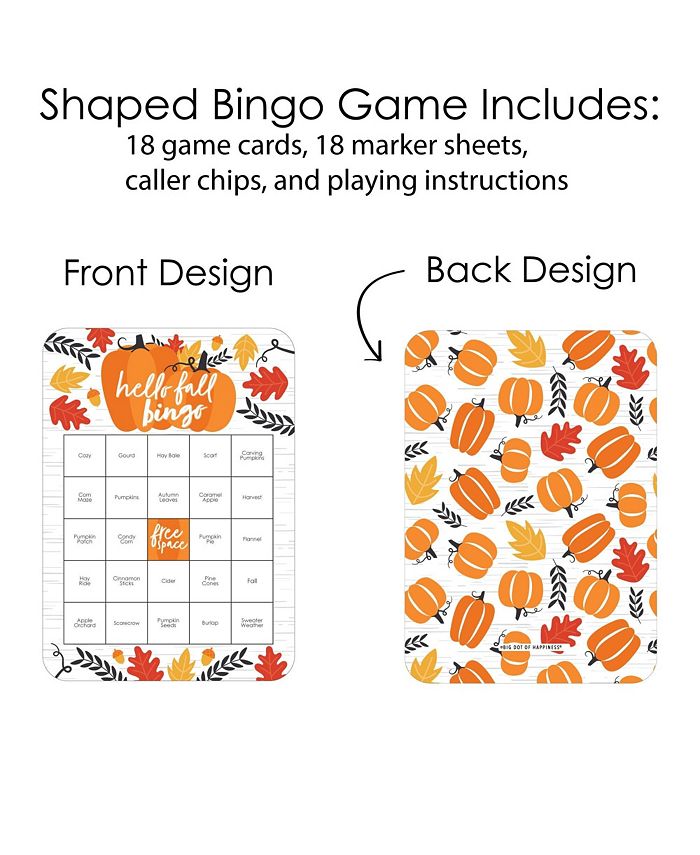 Big Dot of Happiness Fall Pumpkin - Bingo Cards and Markers - Halloween ...
