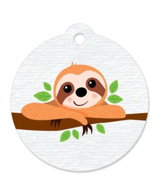 Let's Hang - Sloth - Baby Shower or Birthday Party Favor Gift Tags (Set ...