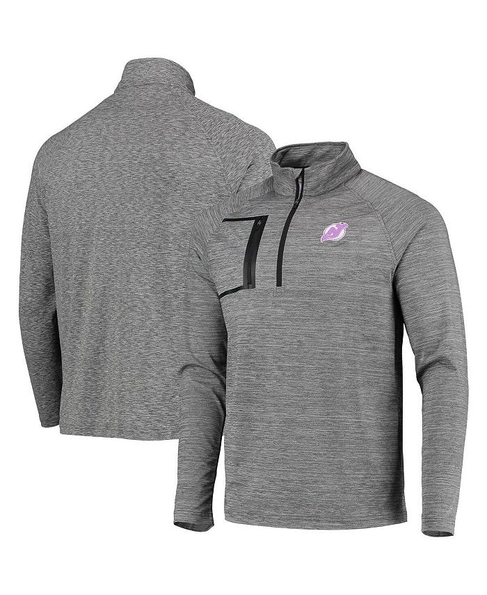 LevelWear Men's Gray New Jersey Devils Vault Space Dye Raglan Quarter ...