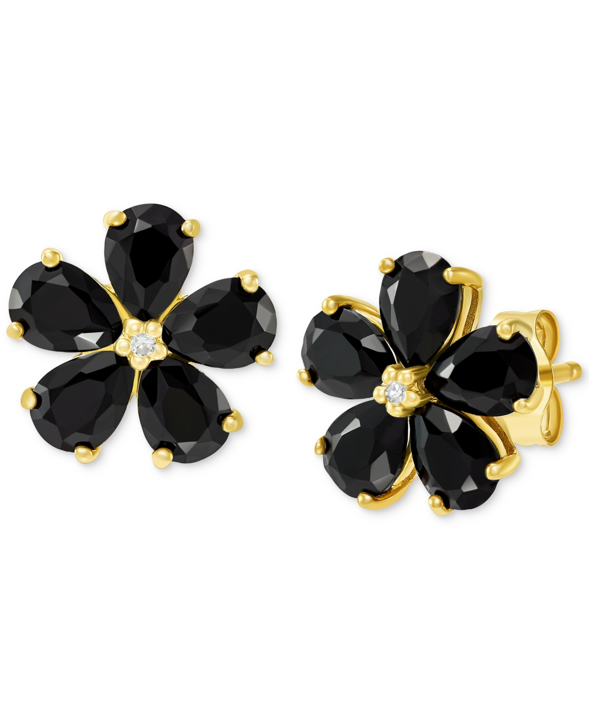 Click here for Onyx & Diamond Accent Flower Stud Earrings in 10k... prices