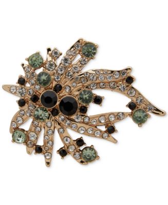 Anne Klein Gold-Tone Mixed Stone Confetti Cluster Pin - Macy's