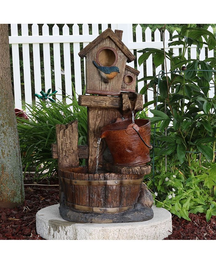 Sunnydaze Decor Bluebird House/Buckets Outdoor Garden Water Fountain ...