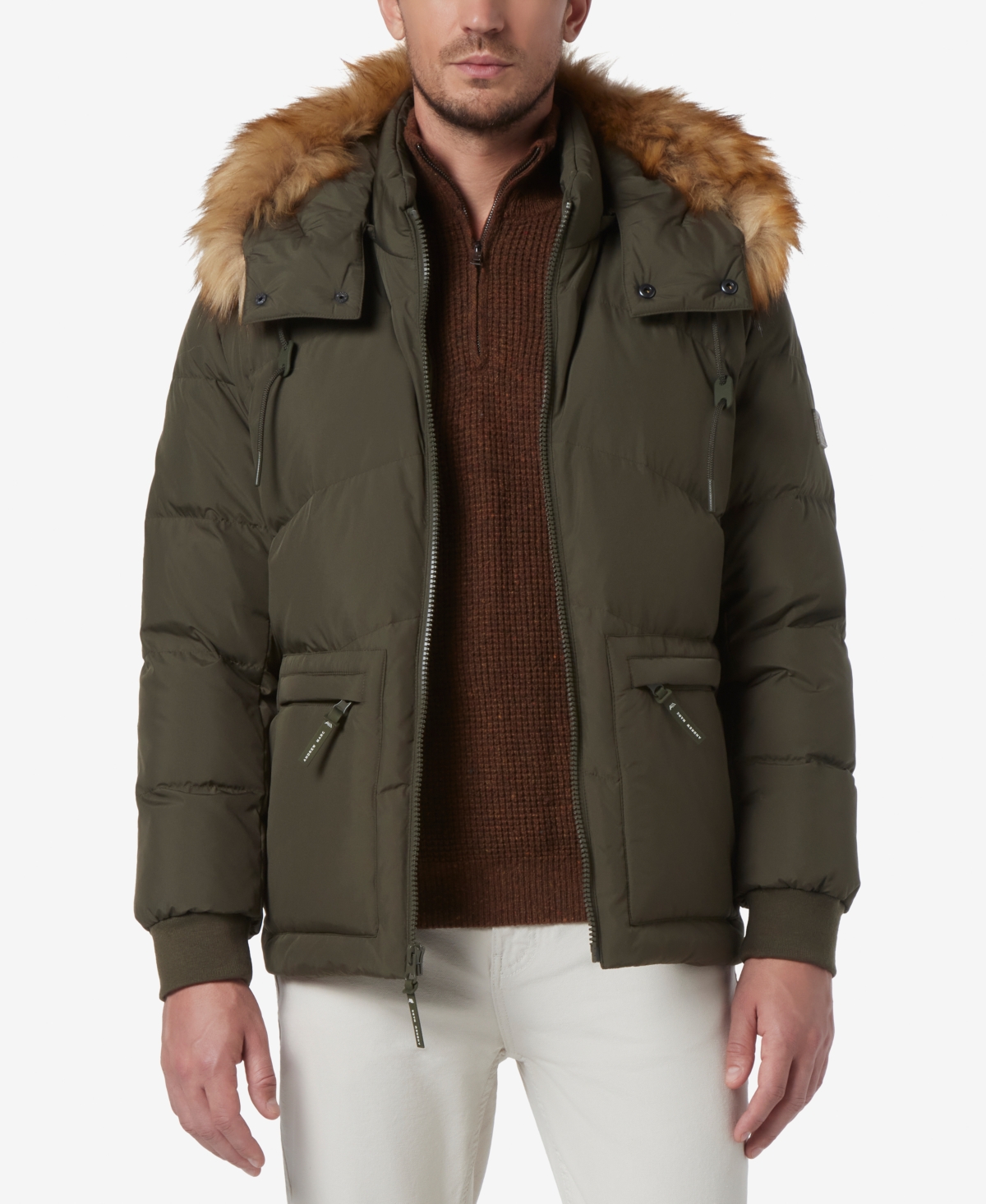 Click here for Marc New York Mens Down Bomber with Faux Fur Trim... prices