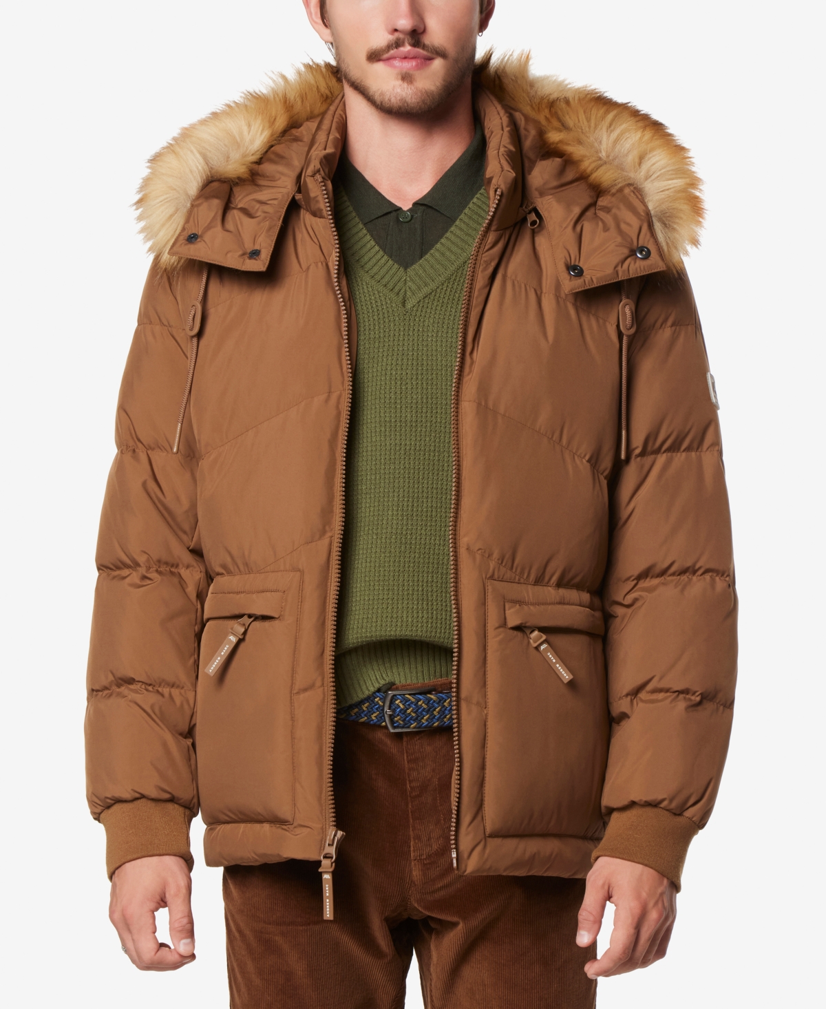 Click here for Marc New York Mens Down Bomber with Faux Fur Trim... prices