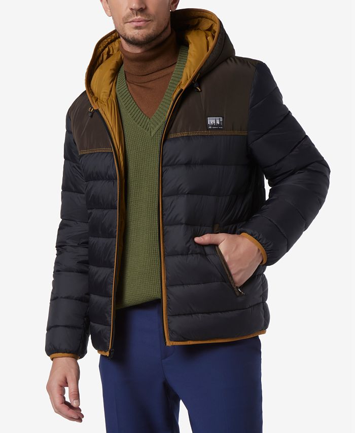 Marc New York Men's Malone Mixed-Media Colorblocked Packable Hooded ...