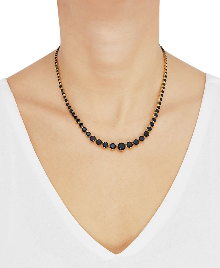 Macy's Onyx Graduated 18" Collar Necklace in 14k Gold-Plated Sterling ...