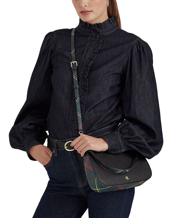 Lauren Ralph Lauren Crosshatch Leather Medium Danni Shoulder Bag ...