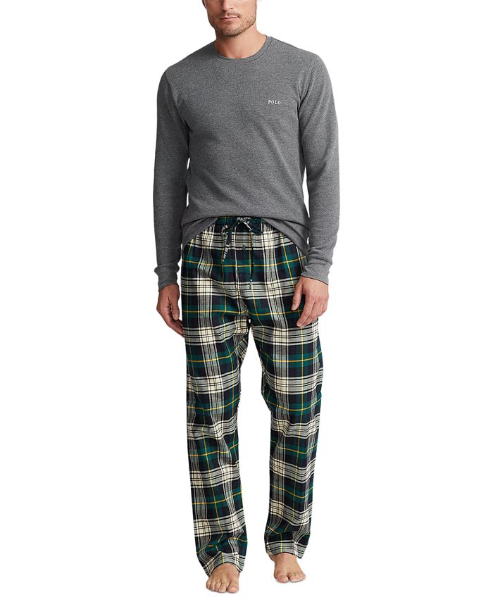 Polo Ralph Lauren Men's Waffle-Knit Long Sleeve Sleep Shirt & Reviews ...