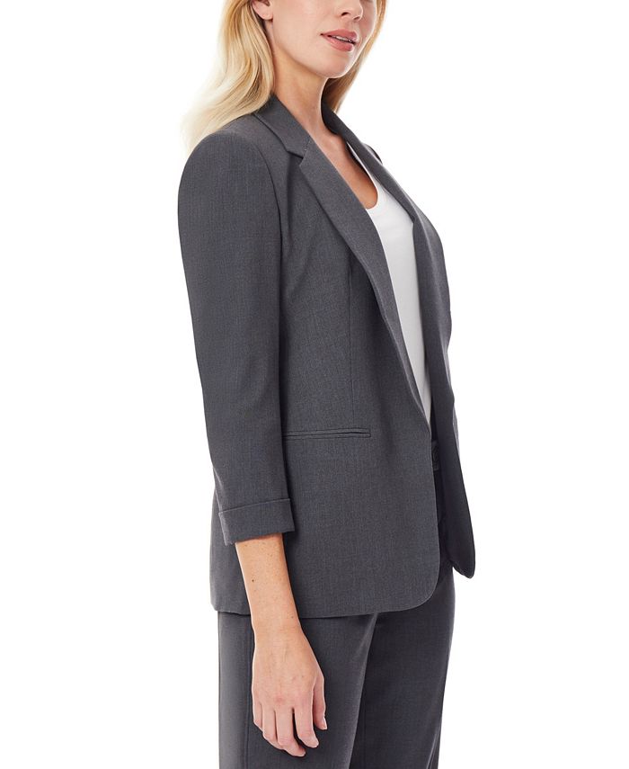 Jones New York Women's Notched Collar Jacket with Rolled Sleeves - Macy's