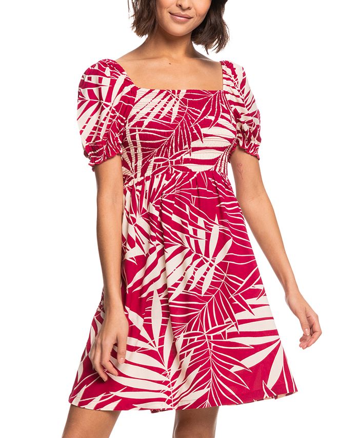 Roxy Juniors' Hello Petal Printed Smocked Mini Dress - Macy's