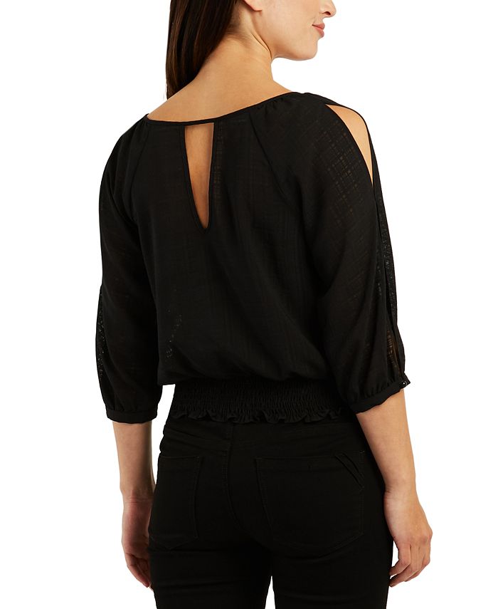 BCX Juniors' Hardware-Trimmed Keyhole Split-Shoulder Top - Macy's