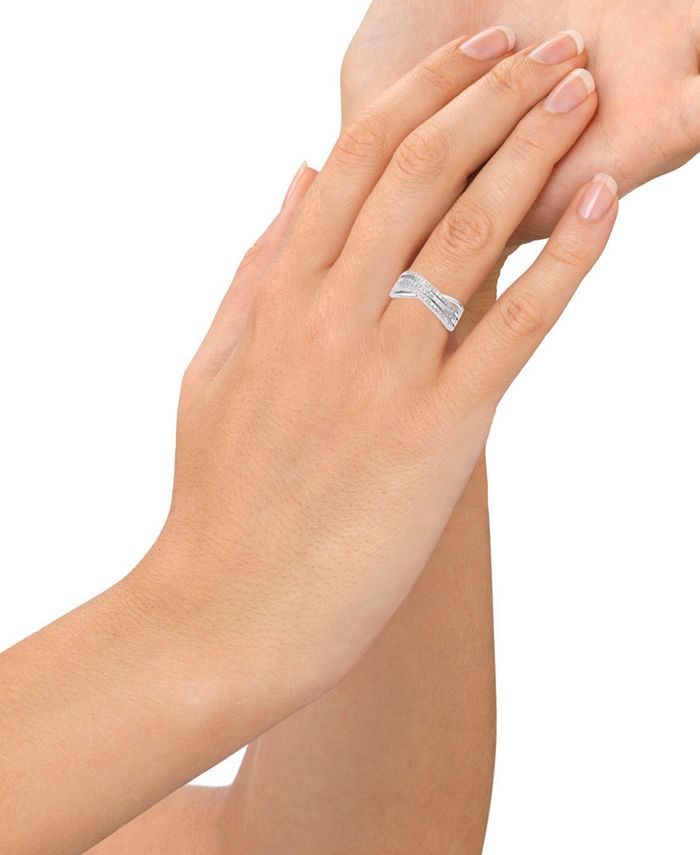Macy's Diamond Triple Row Crossover Statement Ring (1/4 ct. t.w.) in ...
