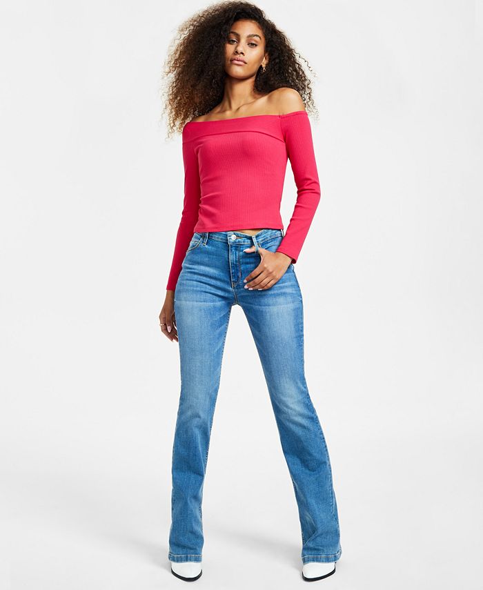 GUESS Women's Long Sleeve Off-the-Shoulder Amelia Top & Reviews - Tops ...
