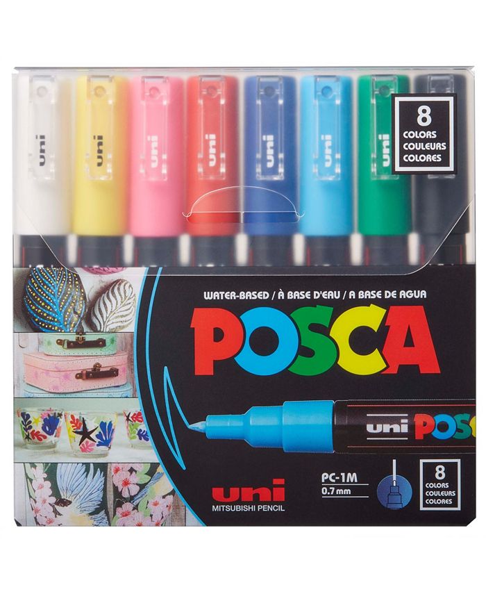 POSCA 8 Piece Color Paint Extra Fine Marker Set, 1 ml - Macy's