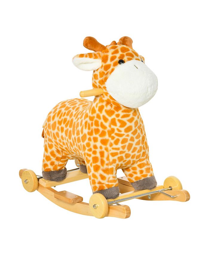 Qaba 2in1 Indoor Outdoor Giraffe Rocking Horse Car w/ Sounds Wheels ...