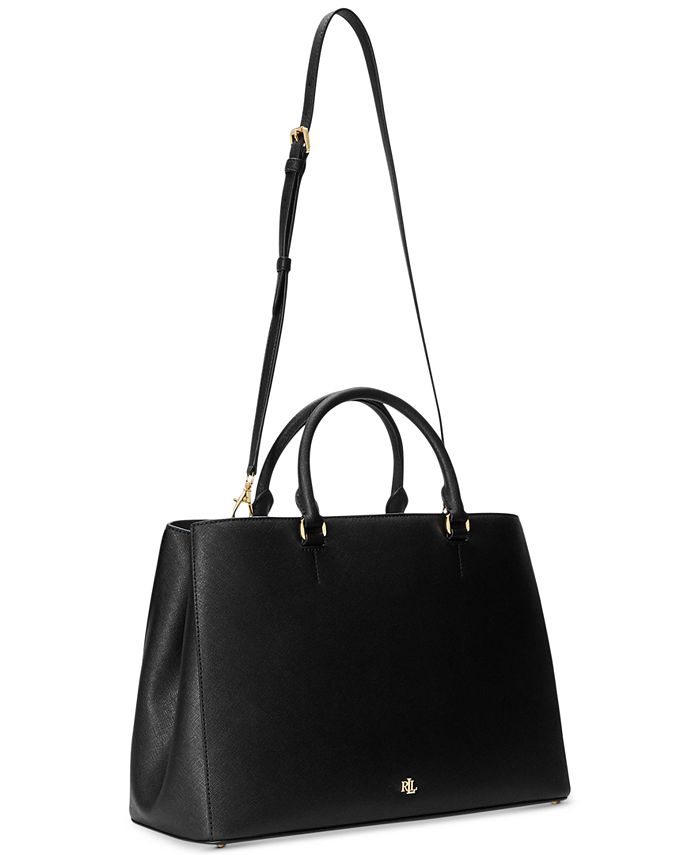 Lauren Ralph Lauren Crosshatch Leather Large Hanna Satchel - Macy's