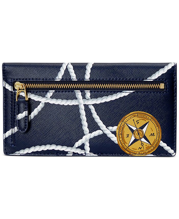 Lauren Ralph Lauren Crosshatch Leather Slim Wallet - Macy's