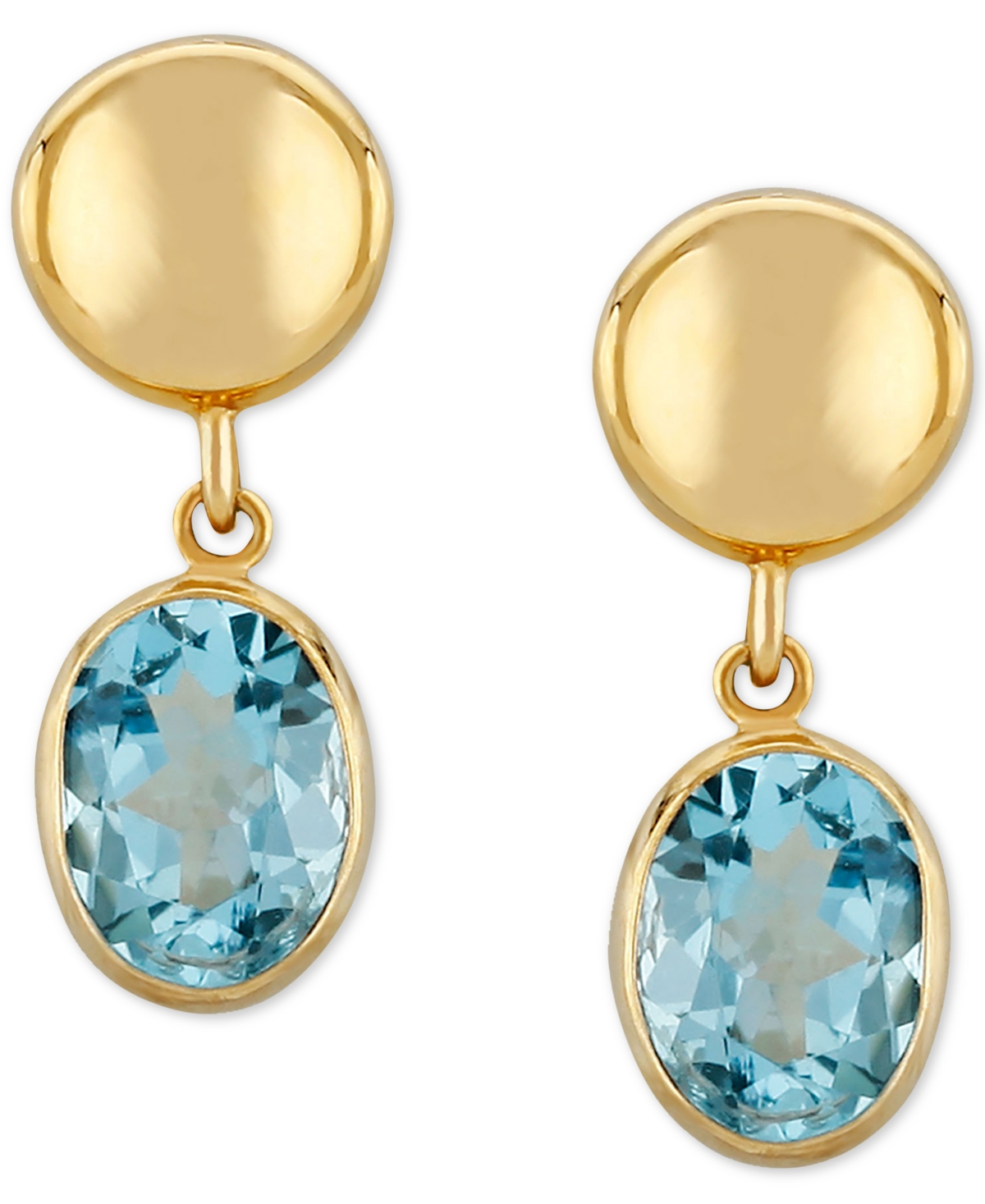 Click here for Blue Topaz Disc Drop Earrings (3-1/5 ct. t.w.) in... prices